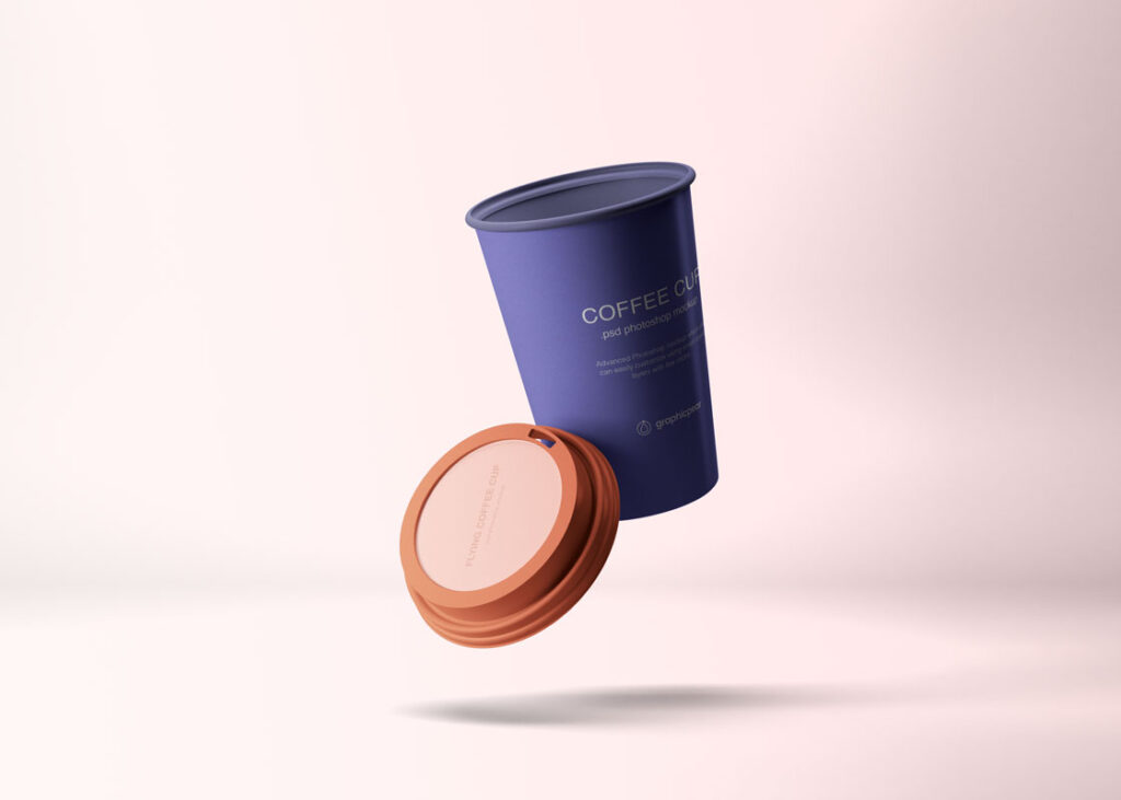 Floating Coffee Cup with Cap Mockup - Unmockup