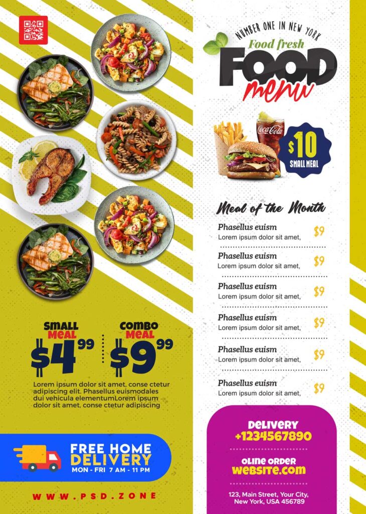 Restaurant Food Menu Card Design Template - Unmockup