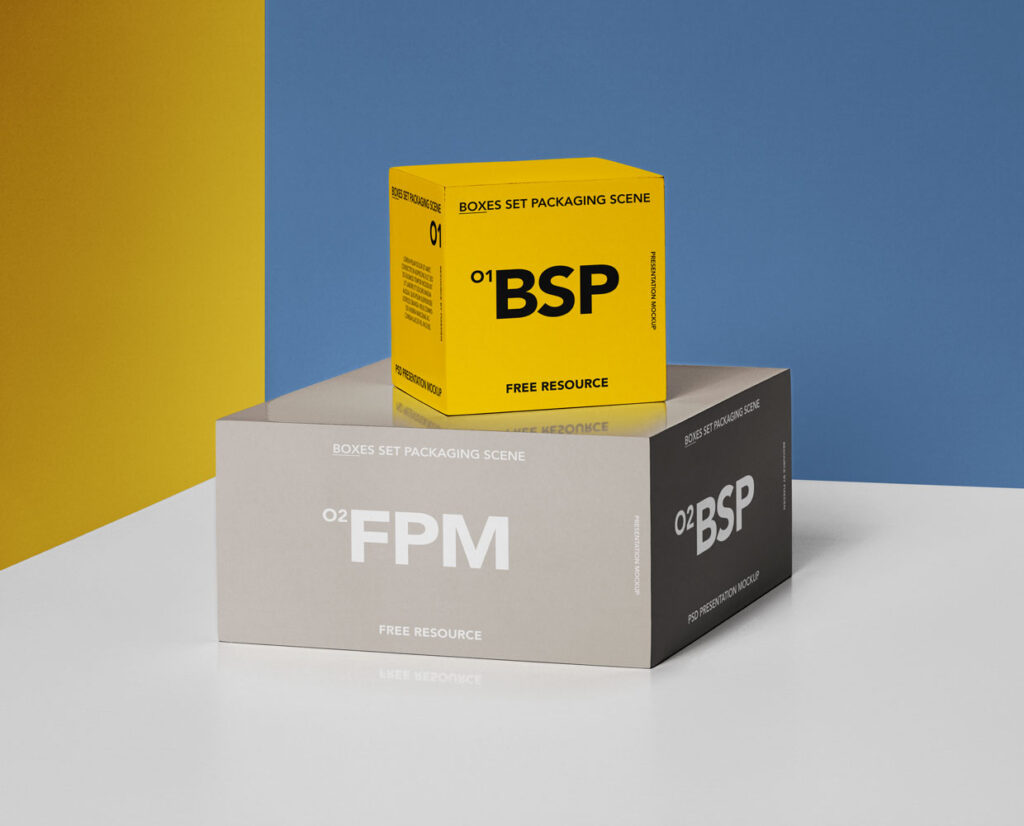 Stacked Two Square Boxes Mockup - Unmockup