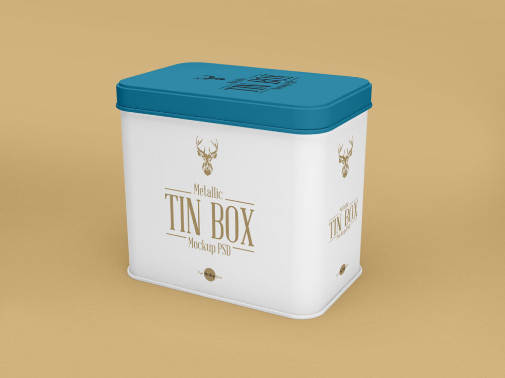 Standing Metallic Box Mockup - Unmockup