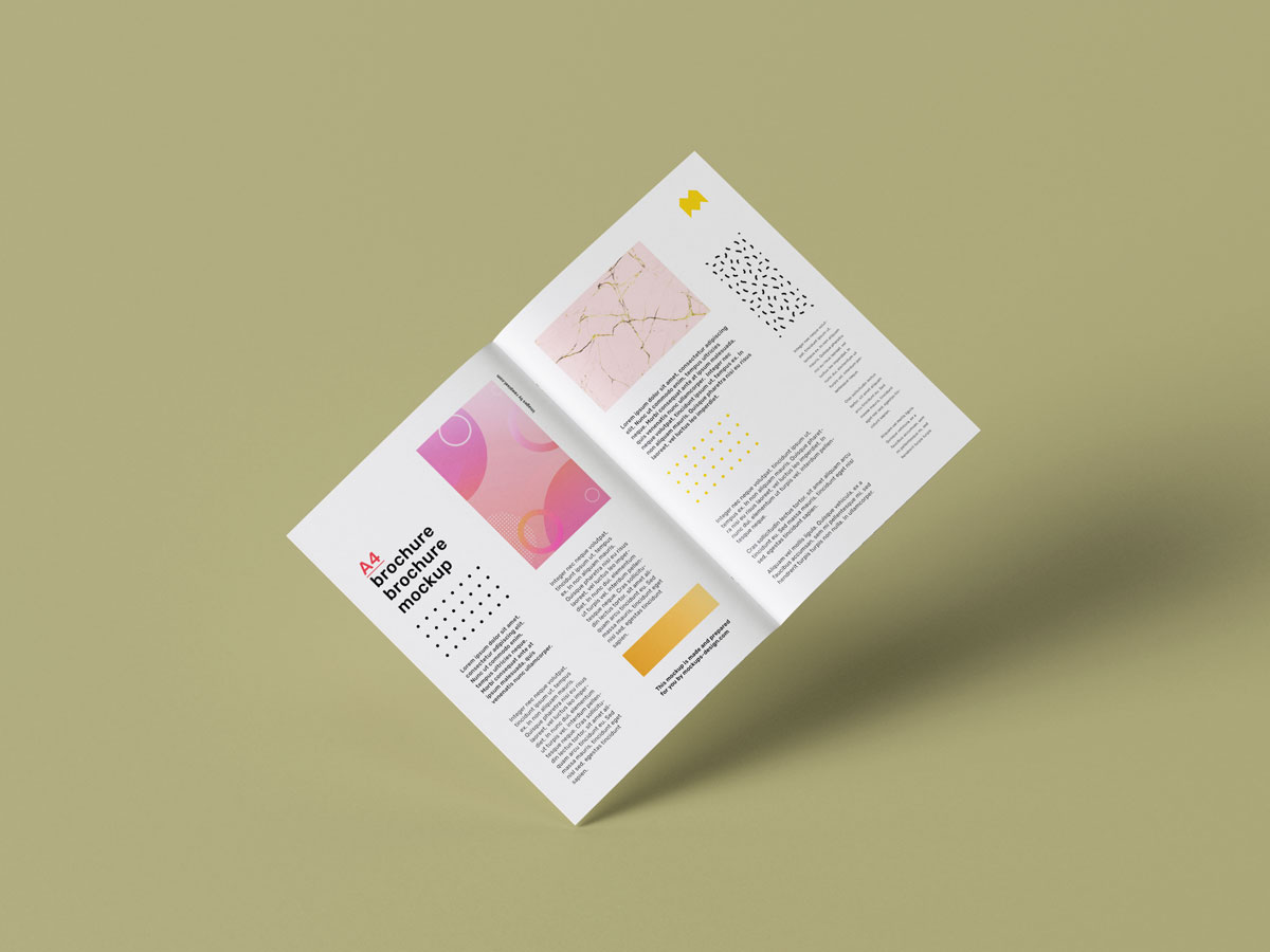 Floating A4 Brochure Mockup - Unmockup