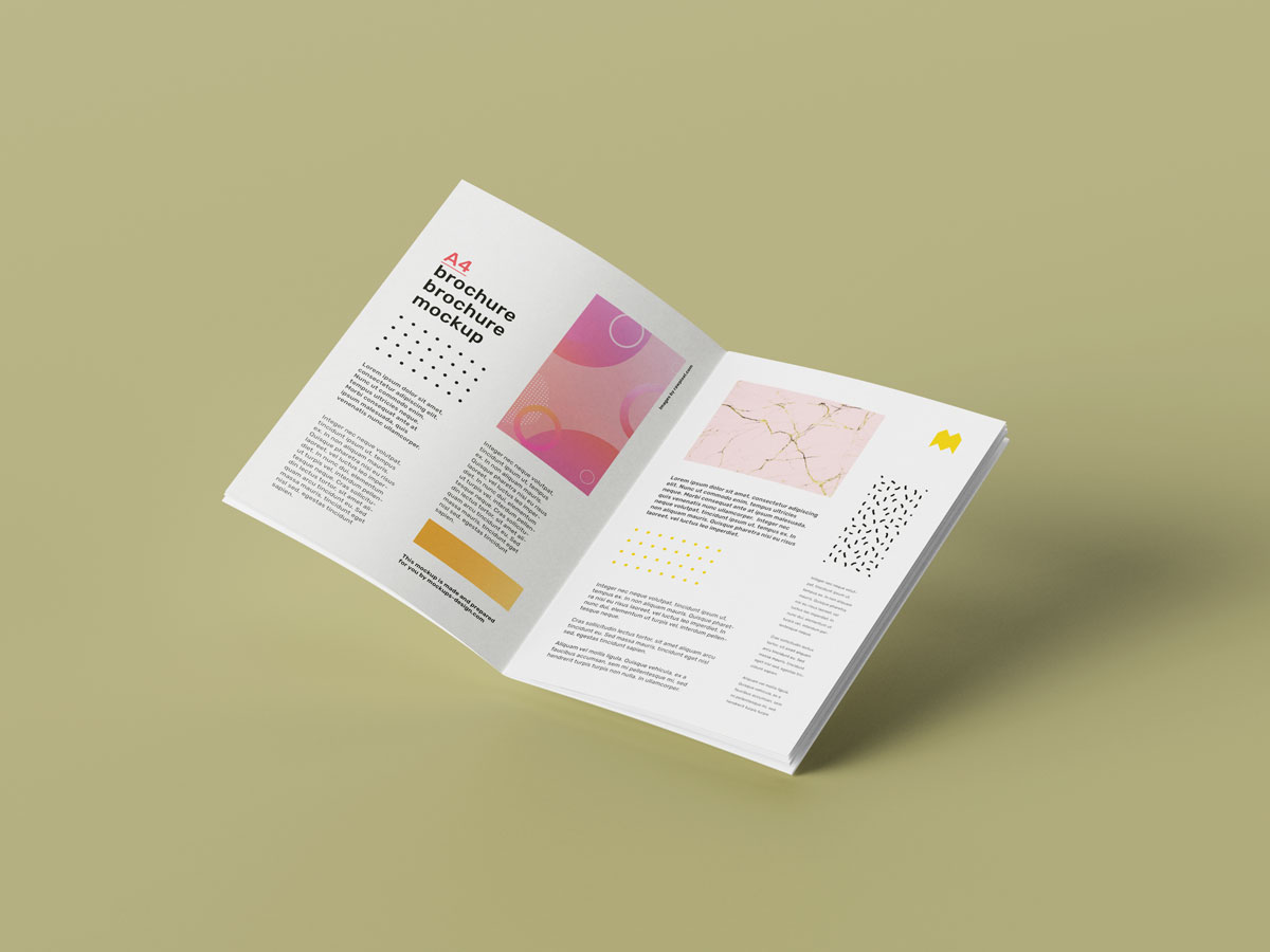 Floating A4 Brochure Mockup - Unmockup